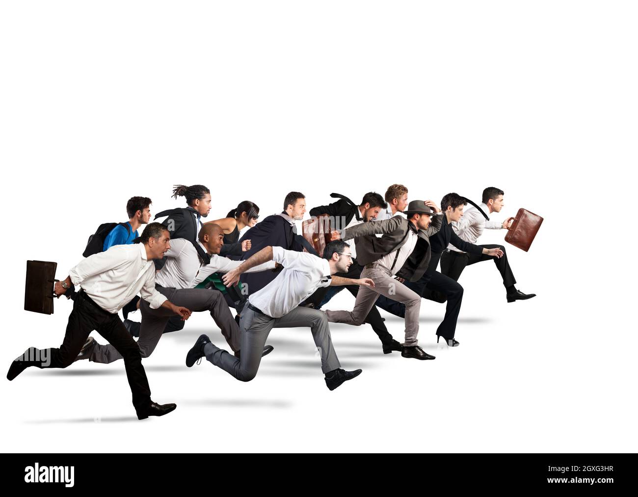 Business people run together in the same direction Stock Photo - Alamy
