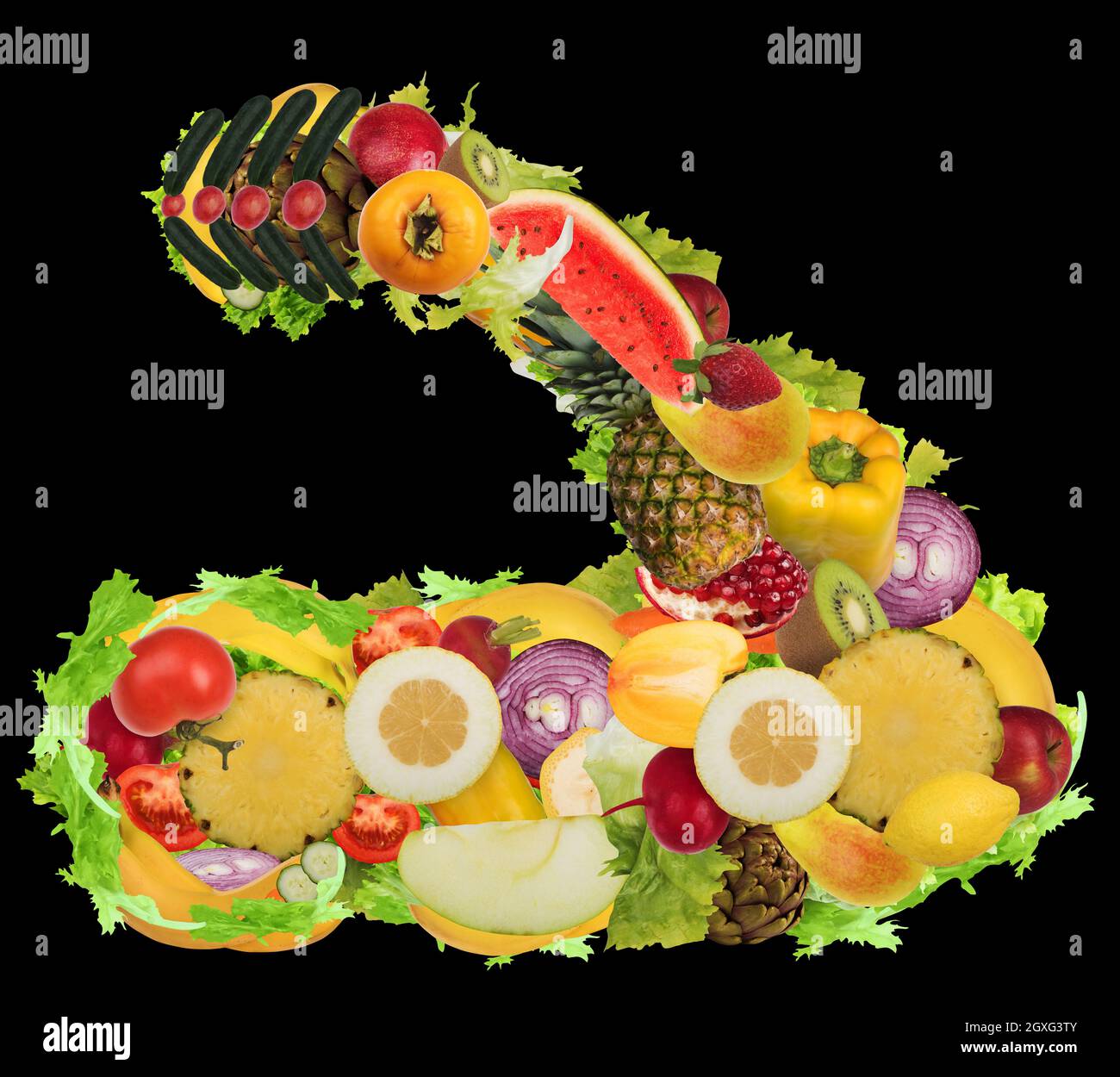 Arm muscles formed from fruits and vegetables Stock Photo - Alamy