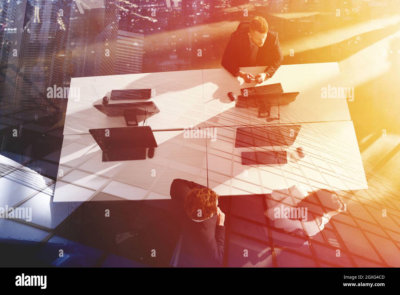 Businessperson in office work together with computer. concept of ...