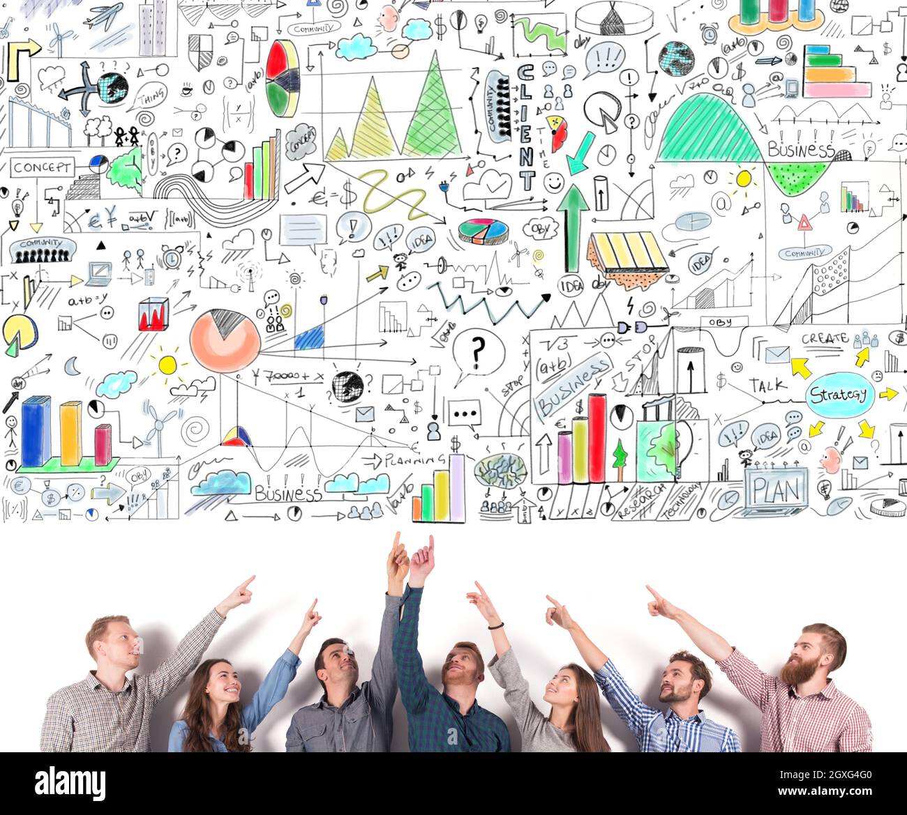 Business team indicate a big sketch of a business project. concept of ...