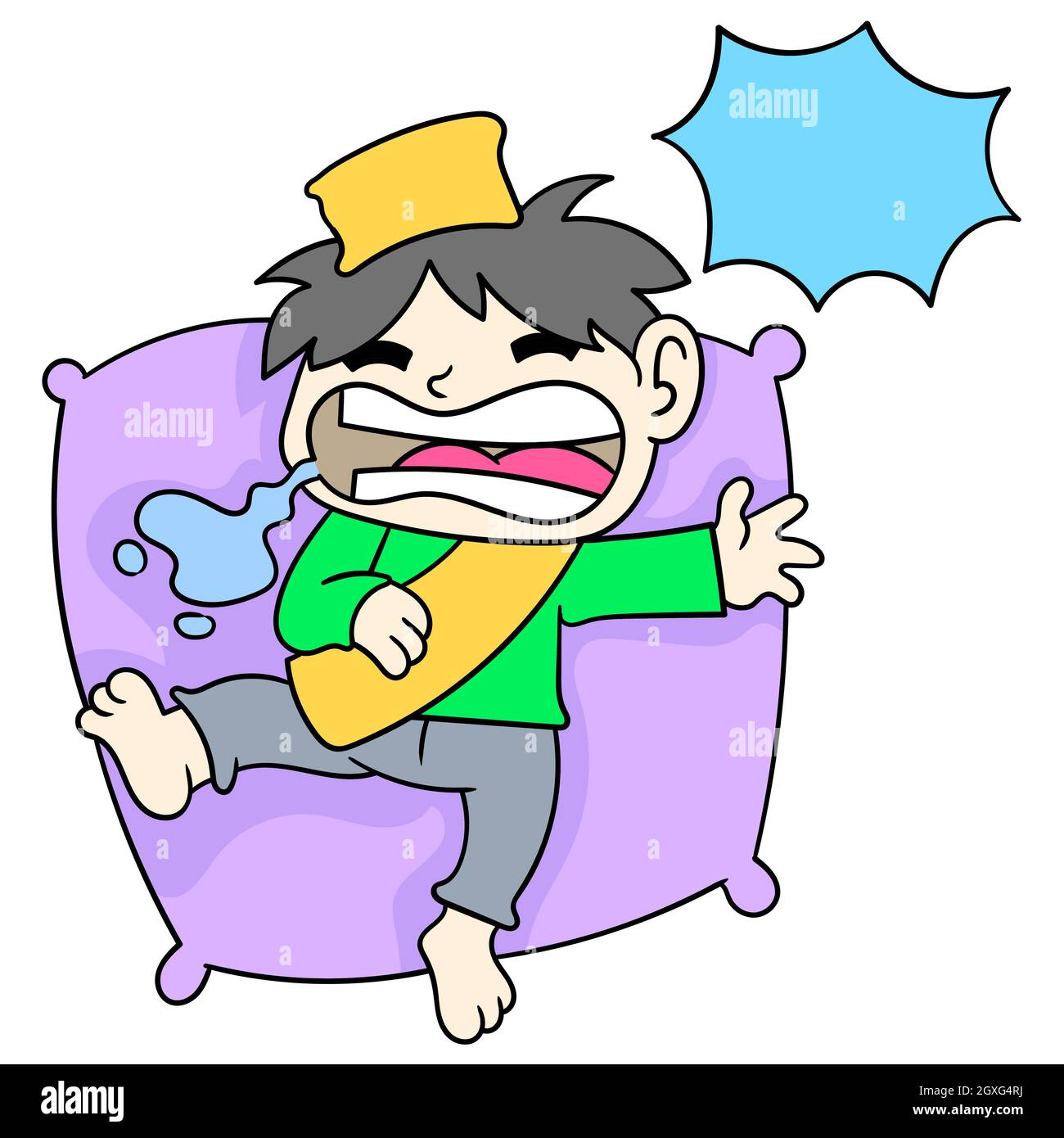 a boy was sleeping asleep and snoring drool Stock Vector Image & Art ...