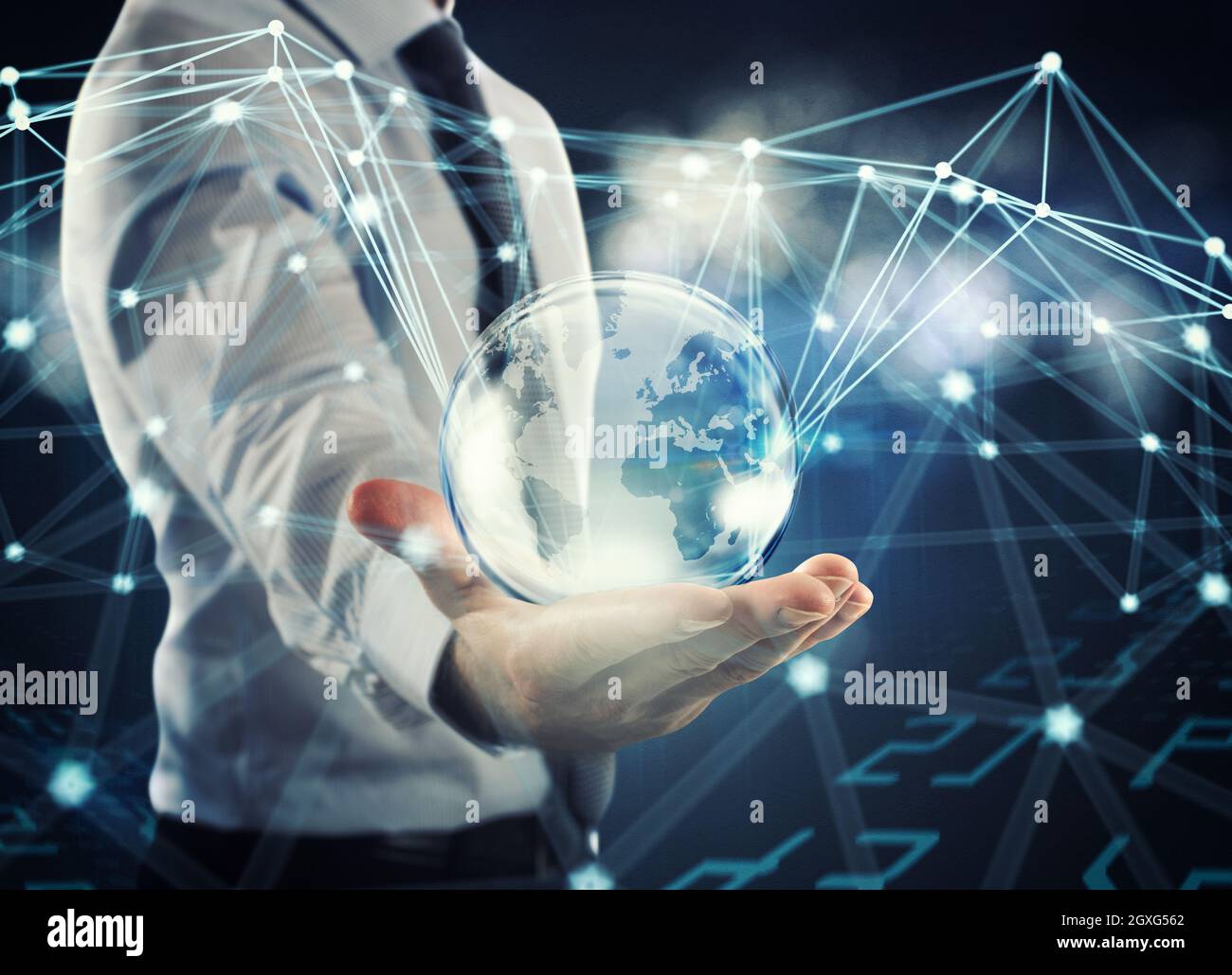 Concept of interconnection spheres connected each other. System of ...