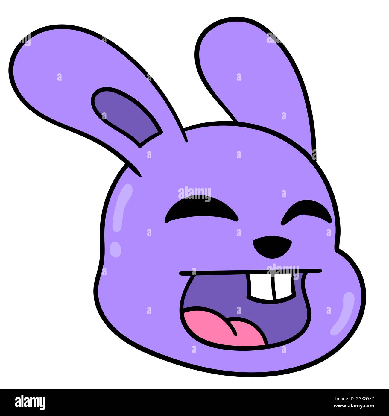 purple rabbit head laughing happily Stock Vector Image & Art - Alamy