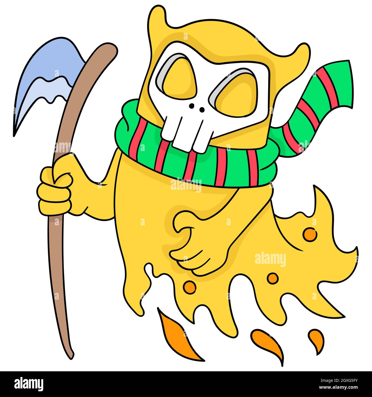 a ghost with a skull faced evil spirit carrying a sharp sword to ...