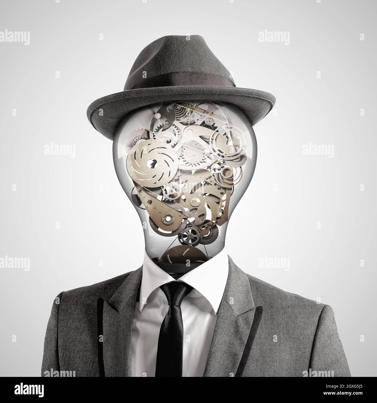 3d man gear brain hi-res stock photography and images - Alamy