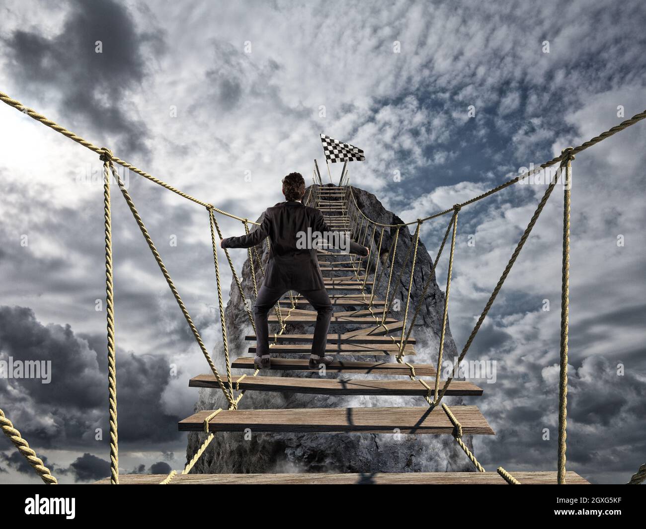 Reach the success with difficult. Achievement business goal and ...