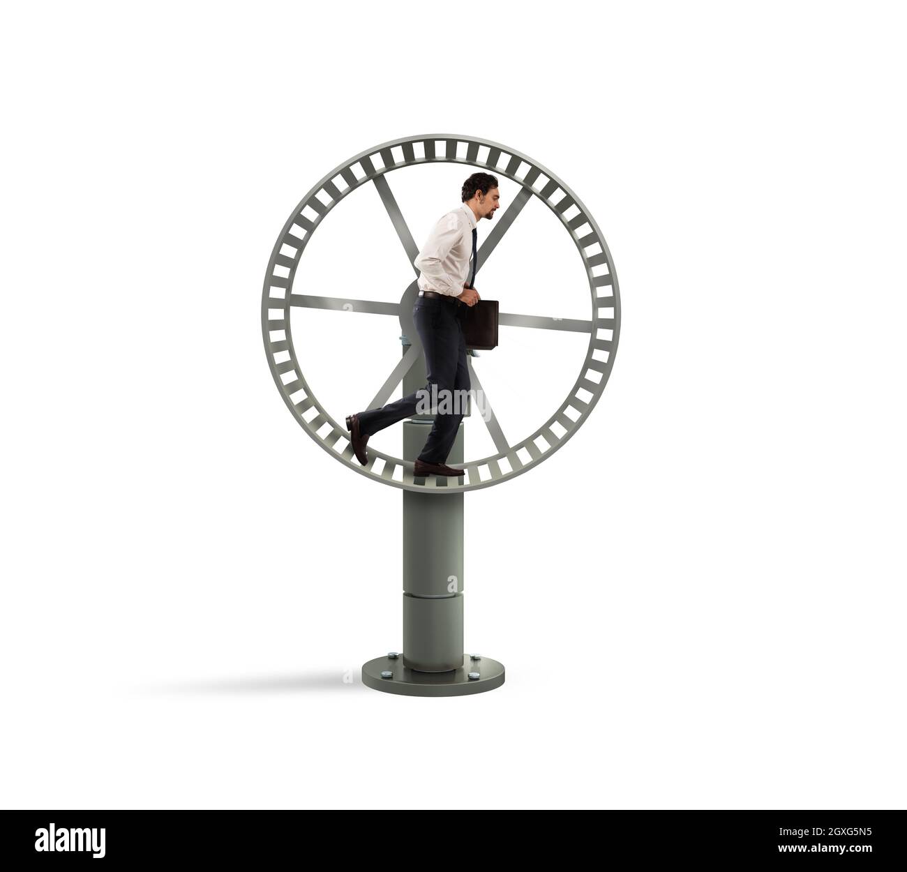 Businessman running on the hamster wheel. looping life concept Stock ...