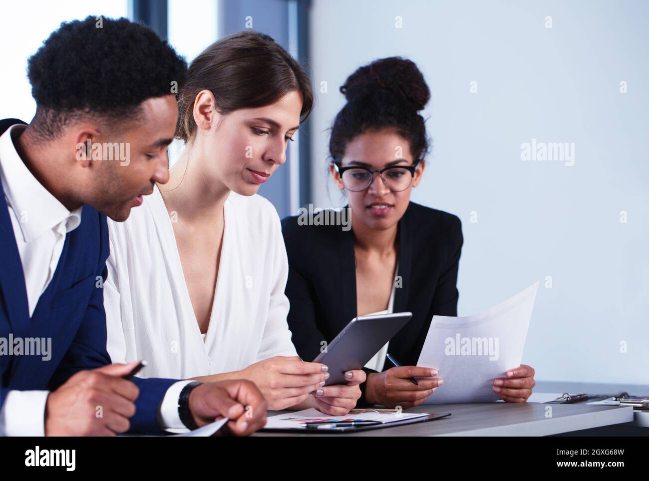 Team of people work together in office. Concept of teamwork and ...