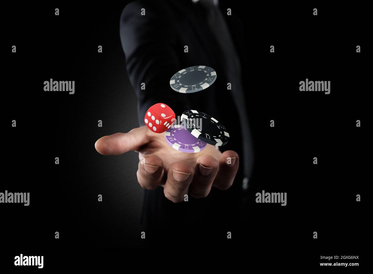 Rich Gambler makes his bet with chips Stock Photo - Alamy