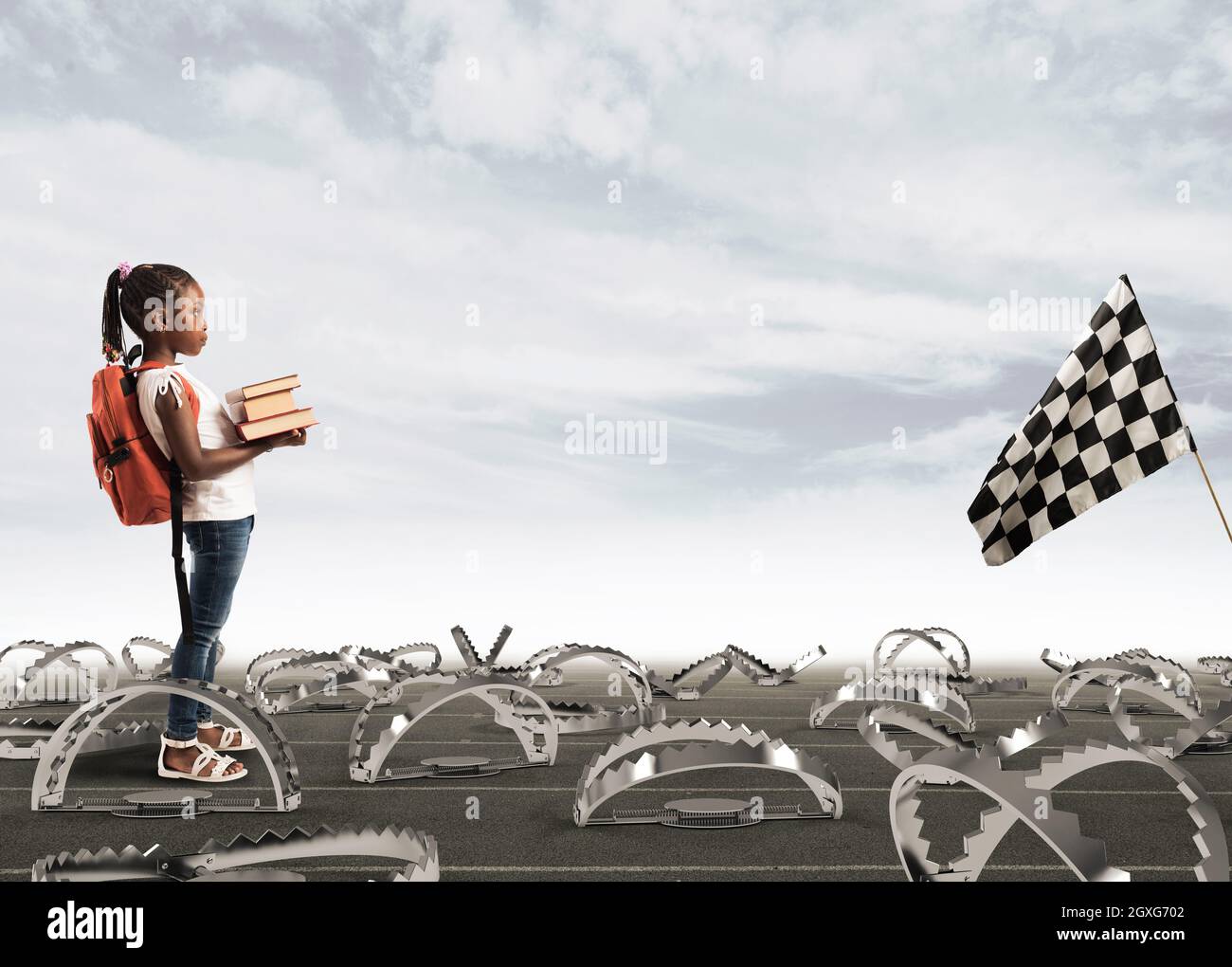 Tackle obstacles and adversity to reach the goal Stock Photo - Alamy