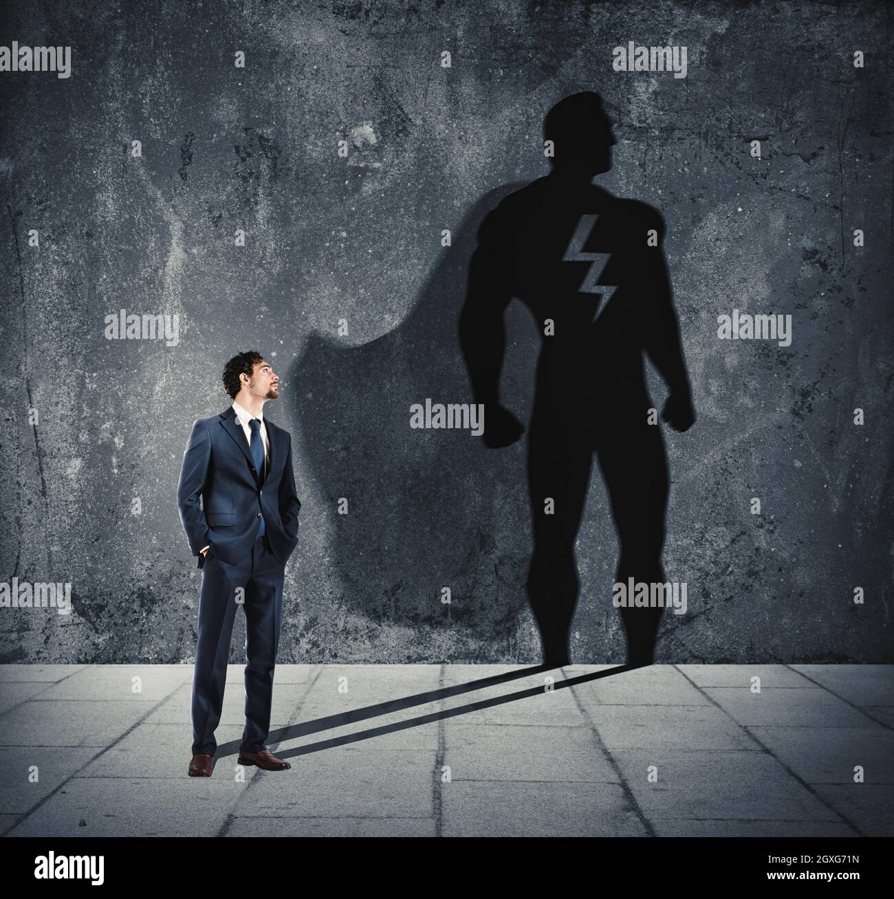 Successful businessman superhero shadow hi-res stock photography and ...