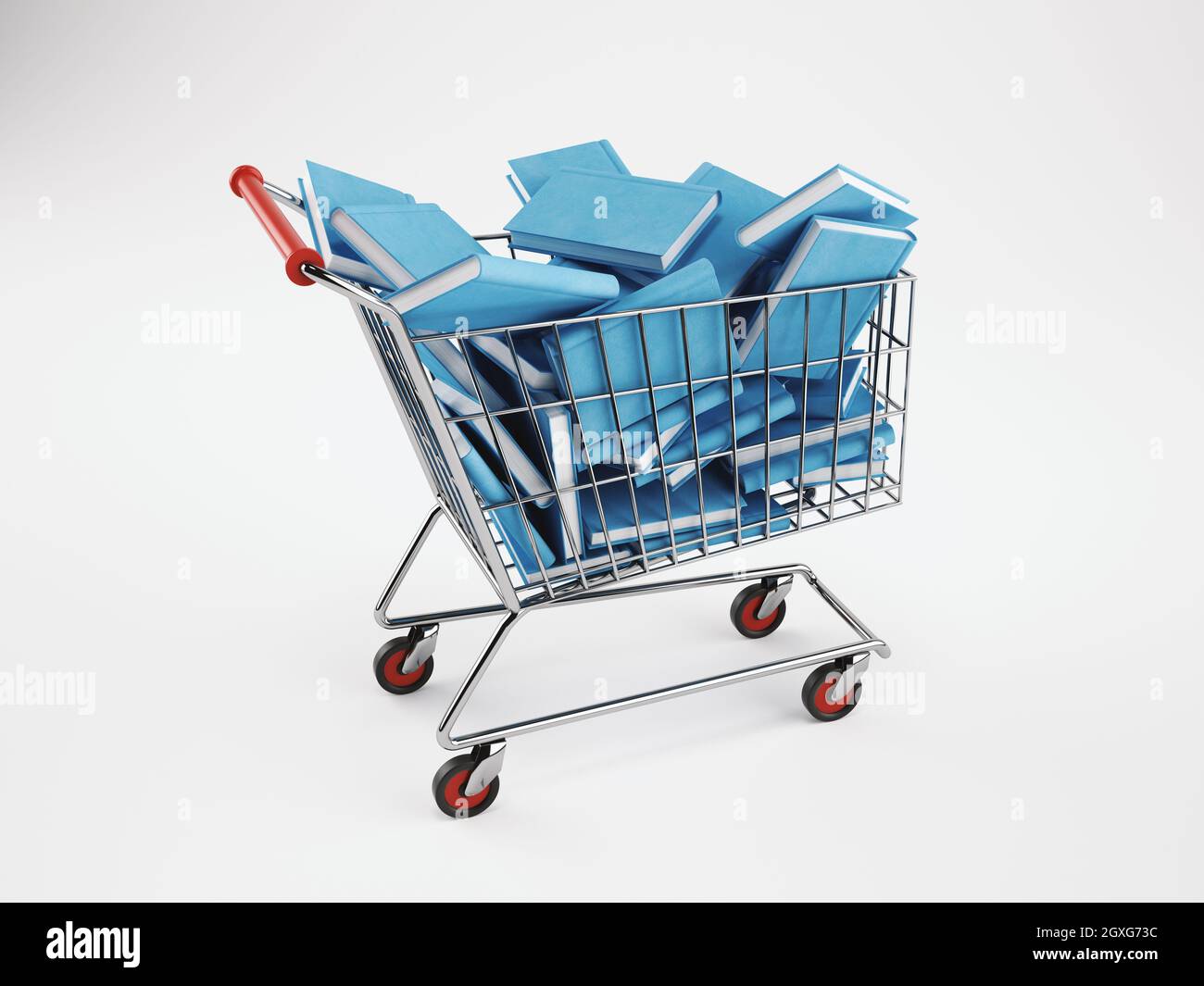 Shopping cart full of books. School, online orders concept. 3D ...
