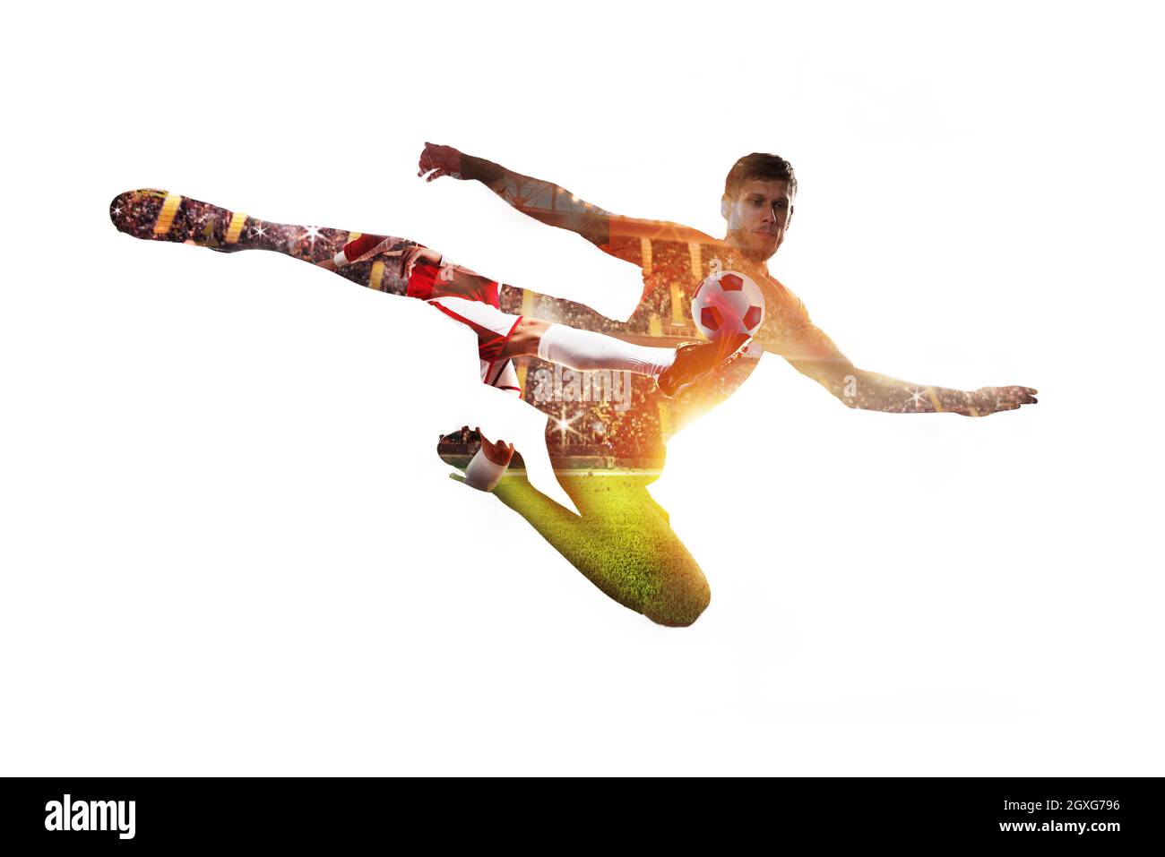 Active football player at the soccer stadium Stock Photo - Alamy