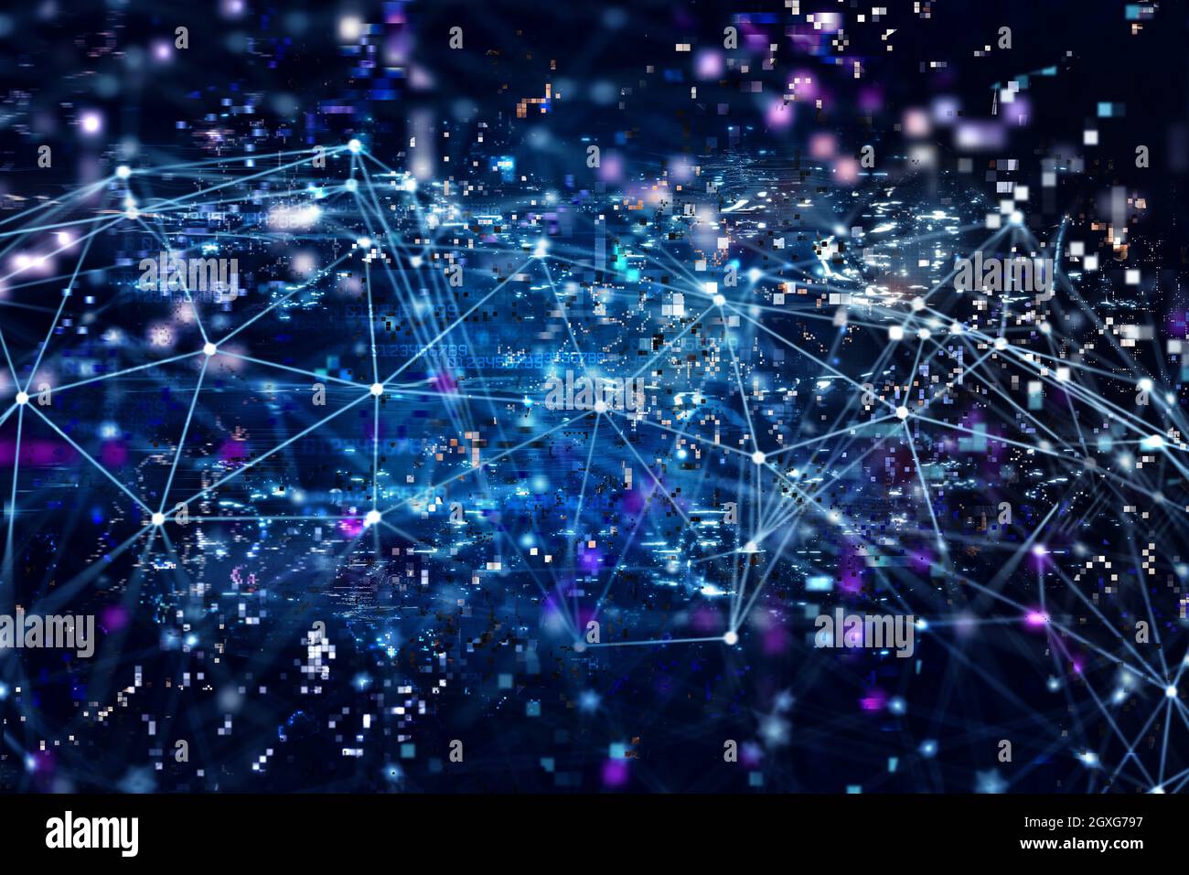 Digital internet network concept background with pixel effect Stock ...