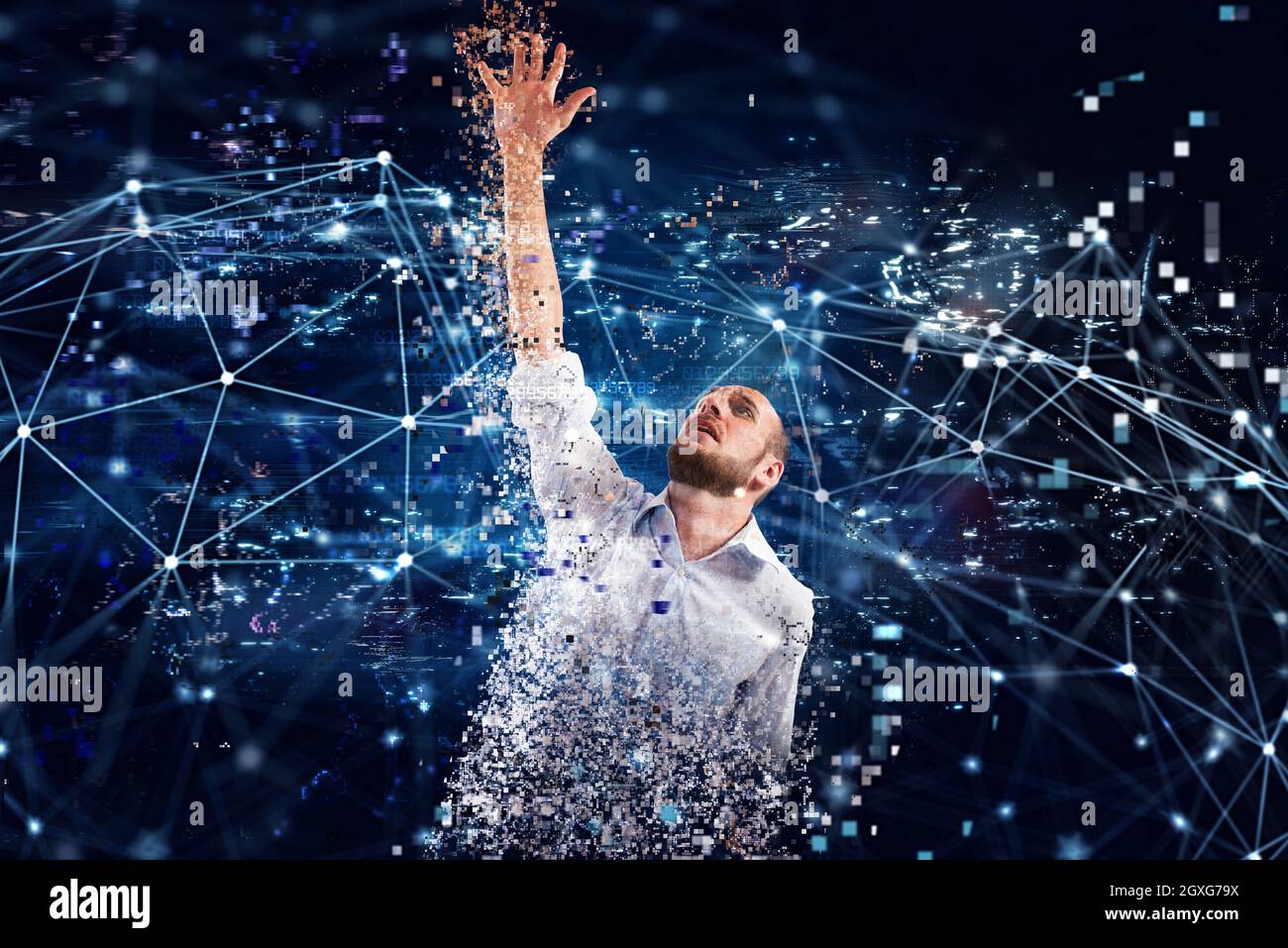 Captured and trapped businessman from internet technology. Concept of ...