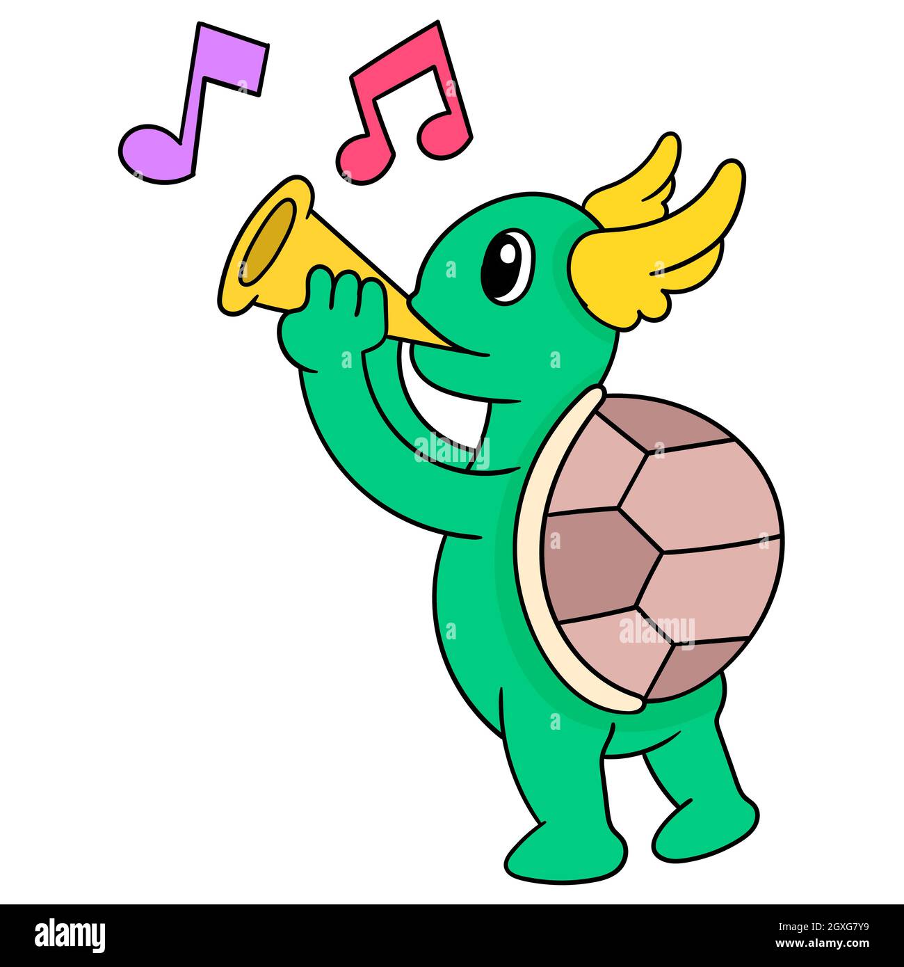 a turtle animal playing a melodious saxophone instrument Stock Vector ...