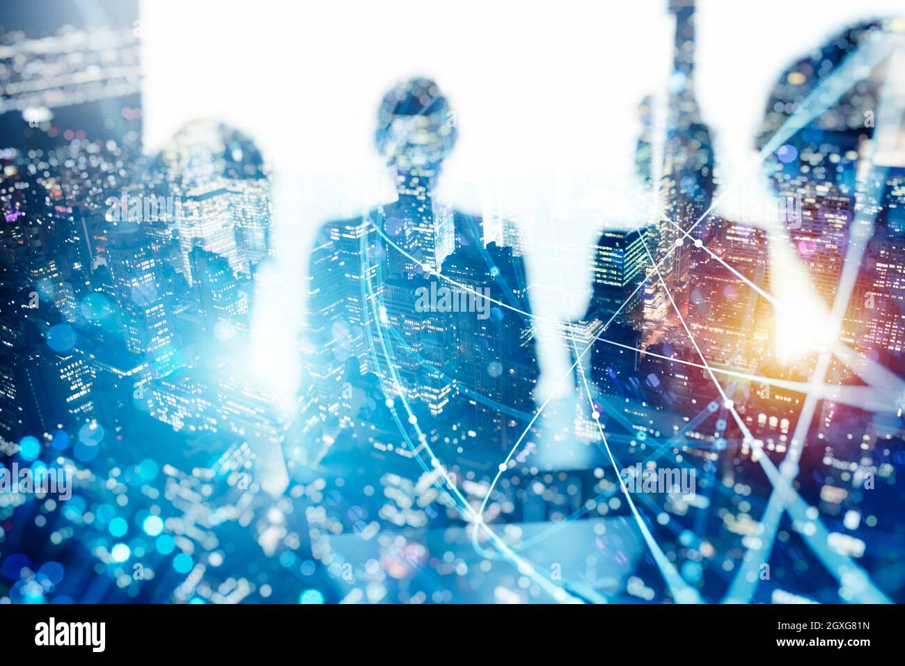 Business people collaborate together in a modern office. Internet ...