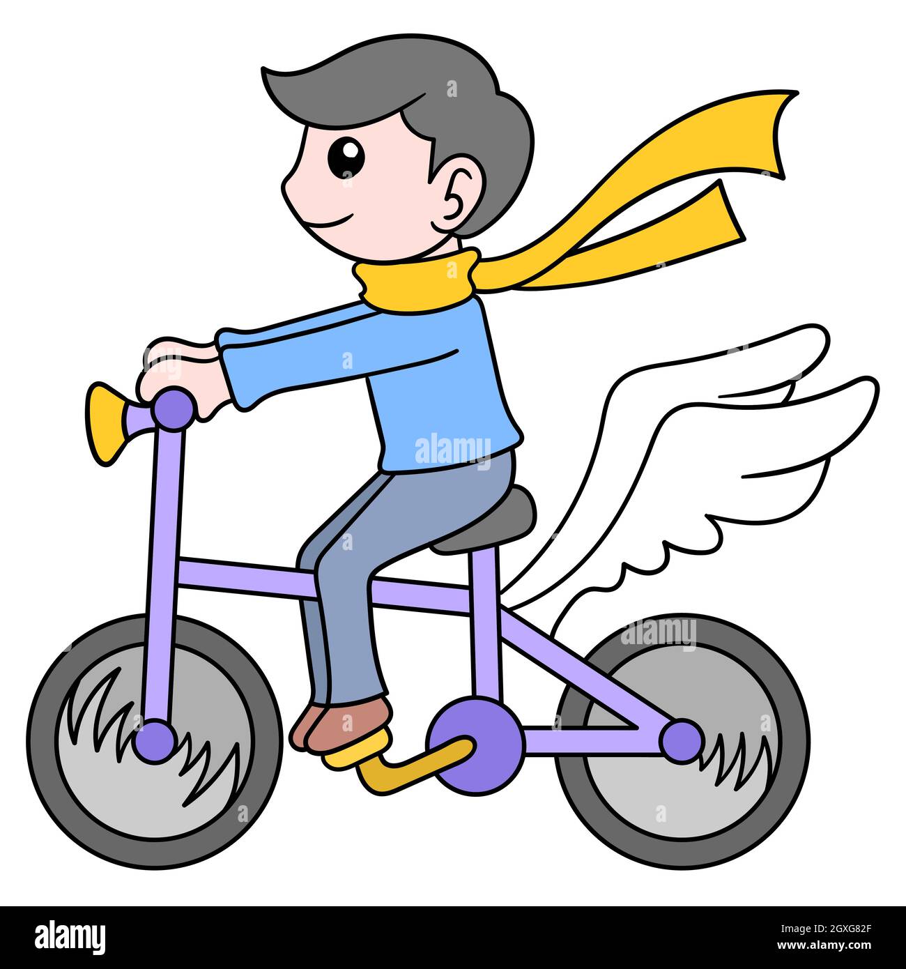 boy playing riding bicycle with flying wings Stock Vector Image & Art ...