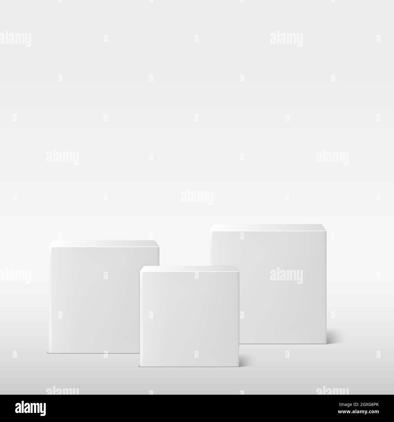 Realistic gray - white studio, white cubes podium - Vector illustration ...