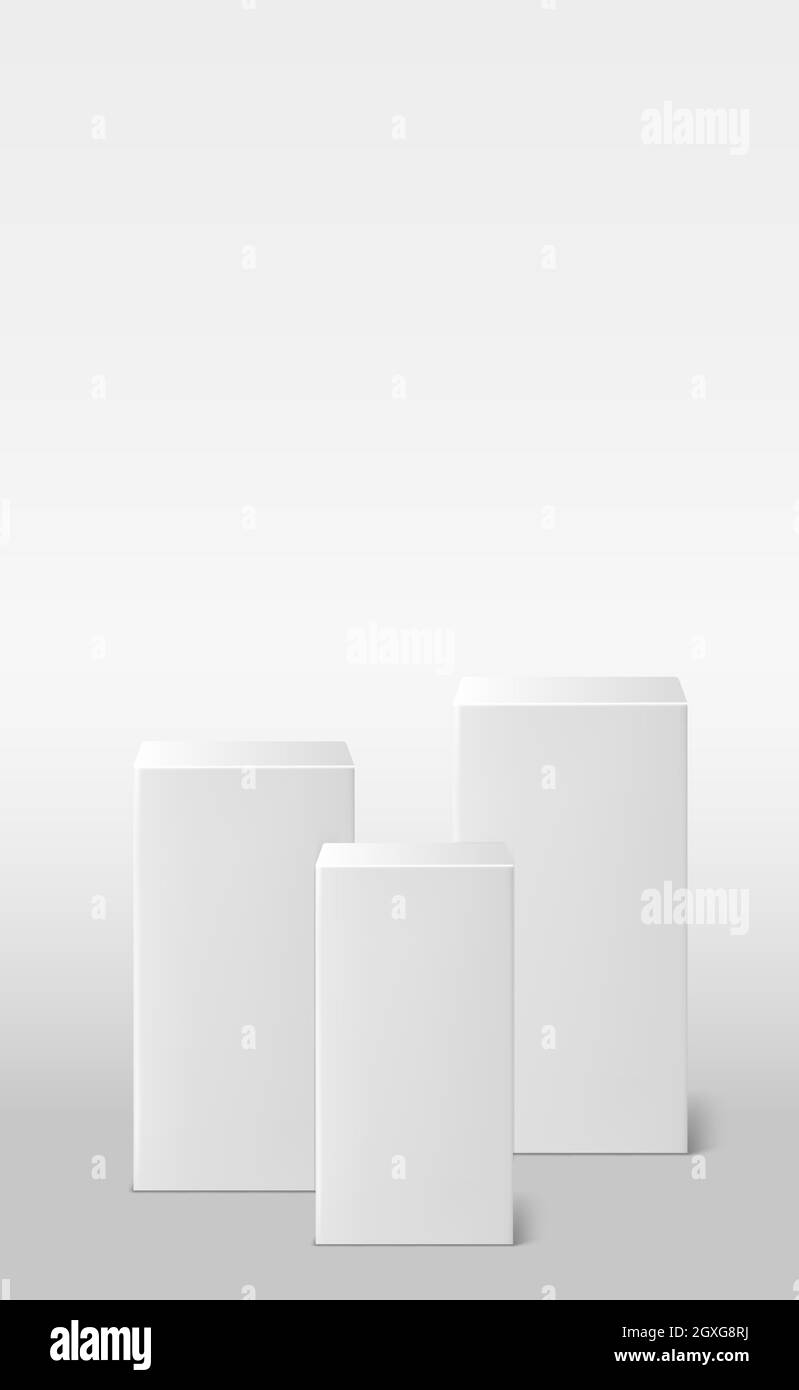Realistic gray - white studio, white cubes podium - Vector illustration ...