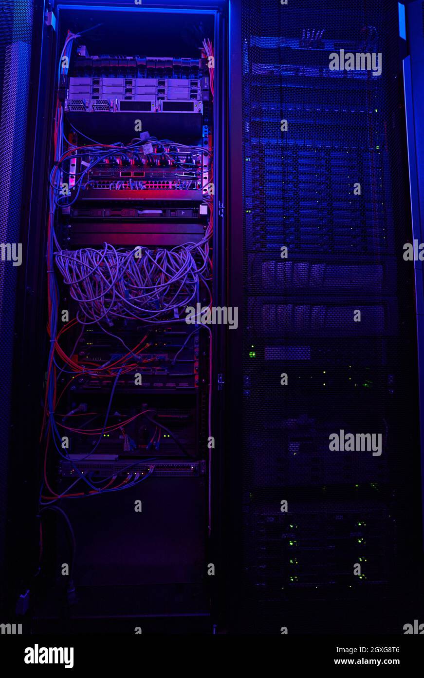 Picture of server rack with hard drives from an IT cloud in server room ...