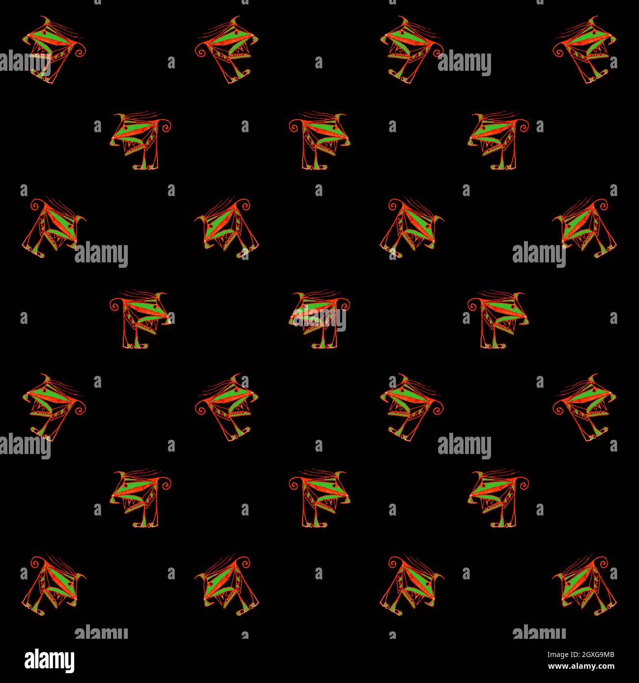 Fantasy monster sketchy motif seamless pattern background design Stock ...