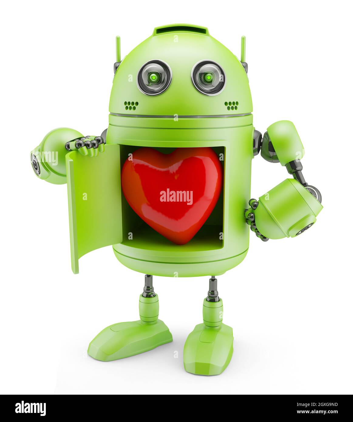 Robot shows heart. Isolated on white background Stock Photo - Alamy