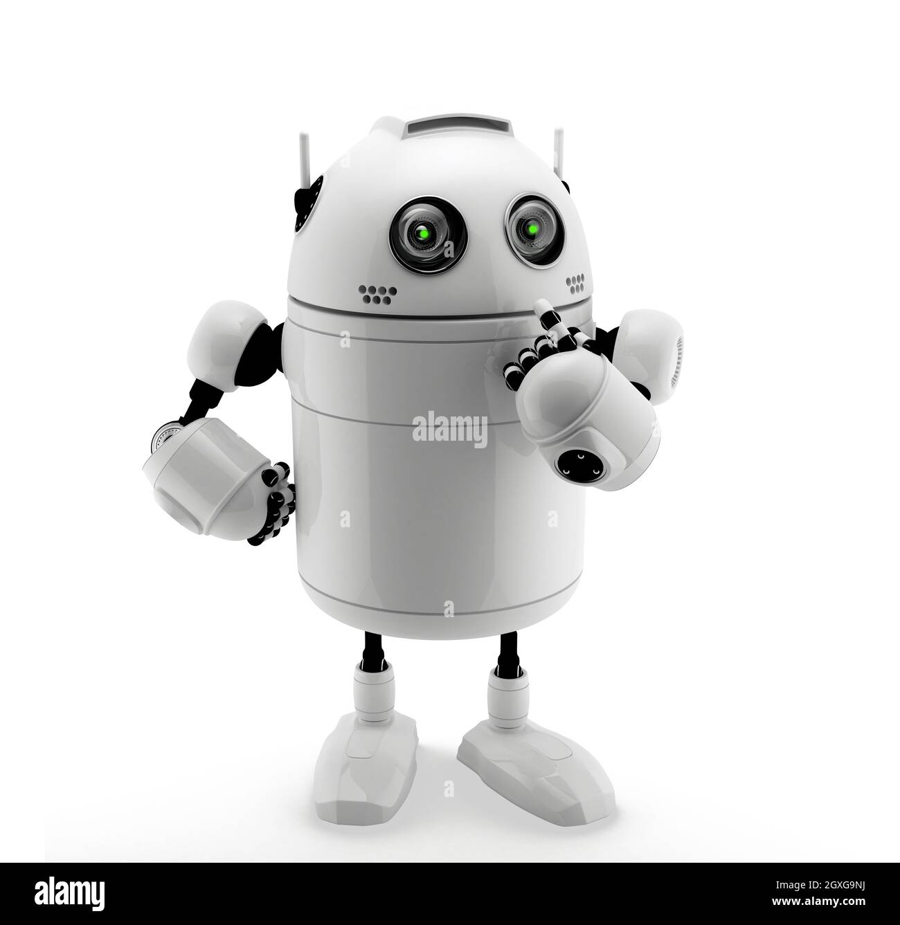 Robot standing in thinking pose. Isolated on a white Stock Photo - Alamy