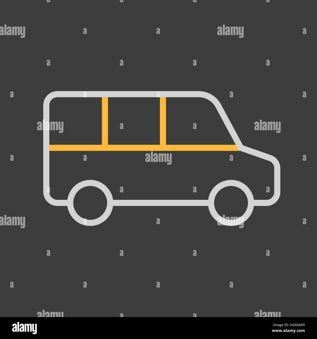 Airport shuttle minivan, shuttle bus vector icon on dark background ...