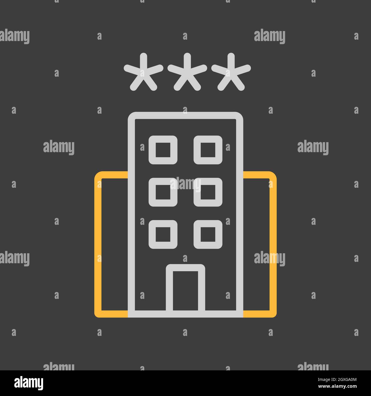 Three star hotel vector icon on dark background. Graph symbol for ...