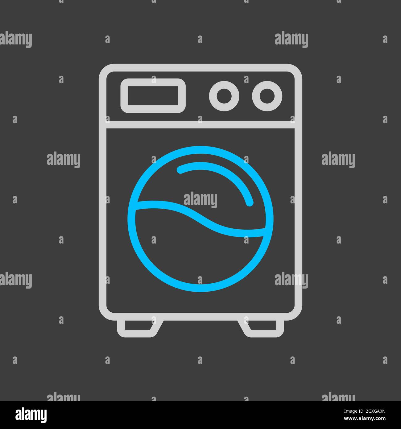 Washing machine flat vector icon on dark background. Graph symbol for ...