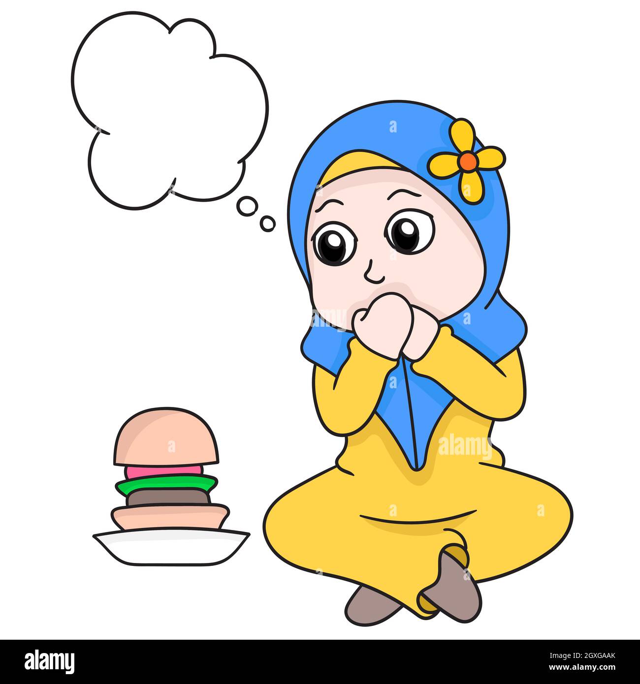 bubble chat beautiful muslim hijab girl fasting with stand the ...