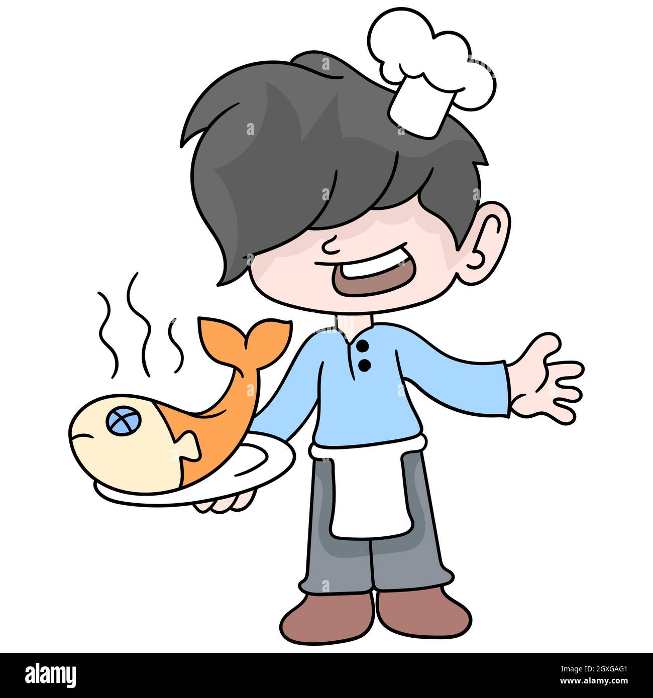 Boy draw fish Stock Vector Images - Alamy