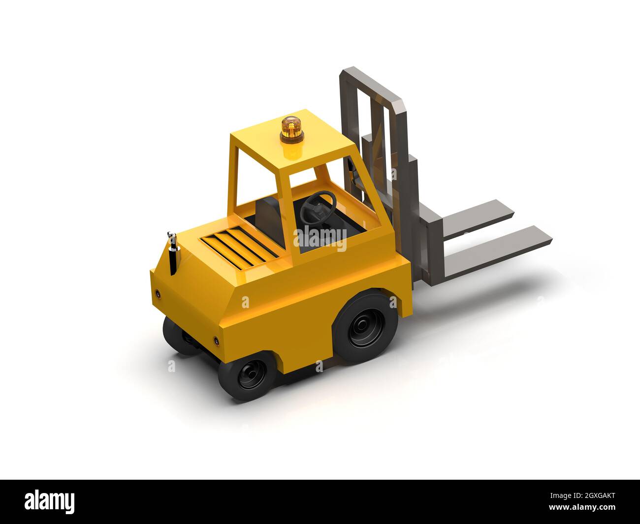 3d Illustration Lowpoly Icon Forklift Truck Heavy Loader Cartoon Style ...