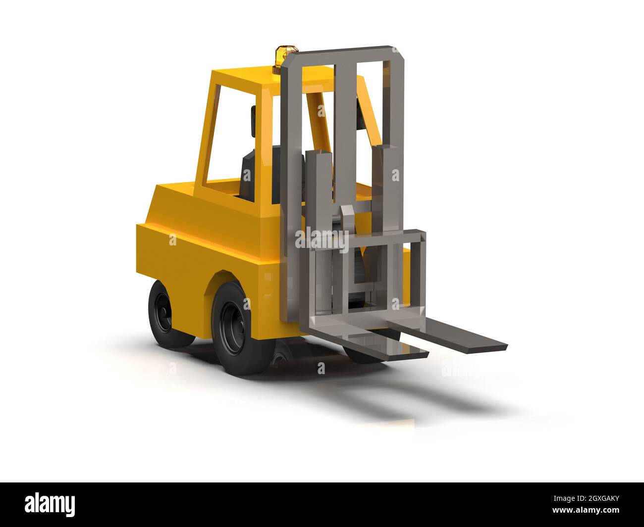 3d Illustration Lowpoly Icon Forklift Truck Heavy Loader Cartoon Style ...