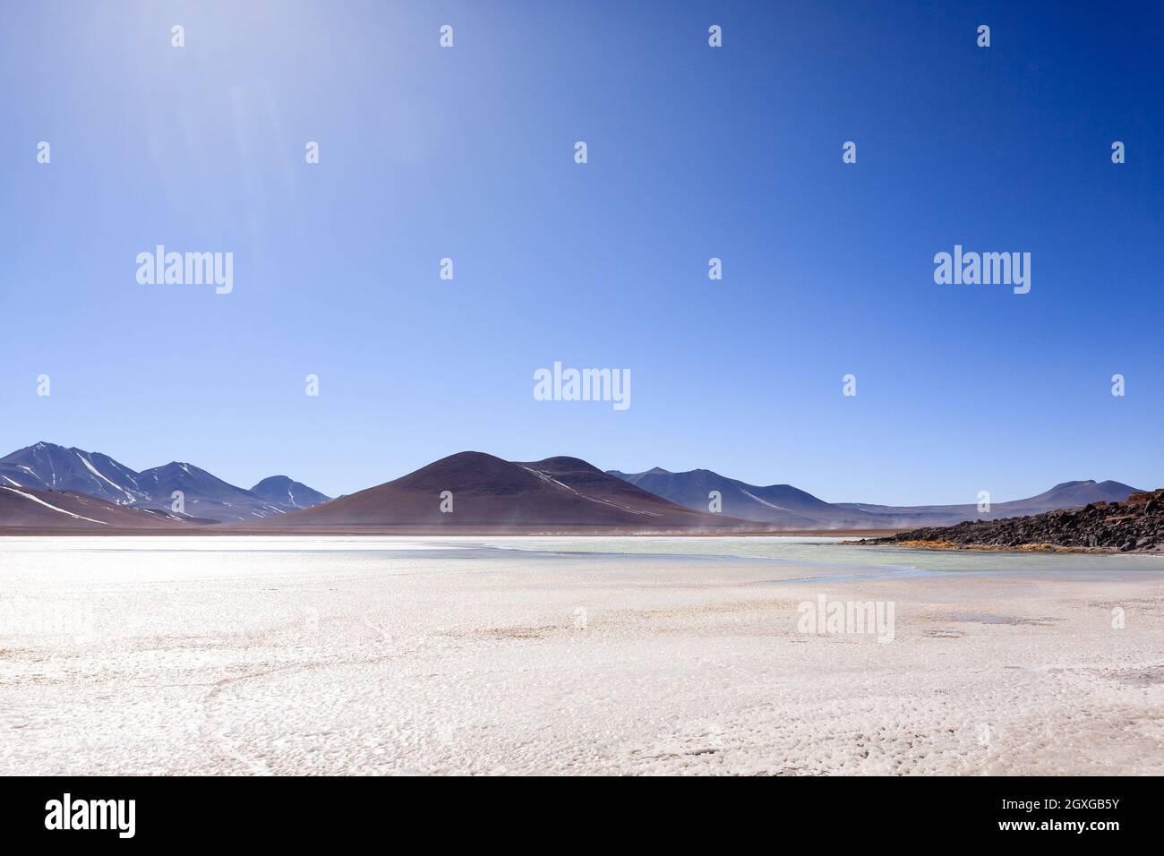 Laguna Blanca landscape,Bolivia. Beautiful bolivian panorama.White ...