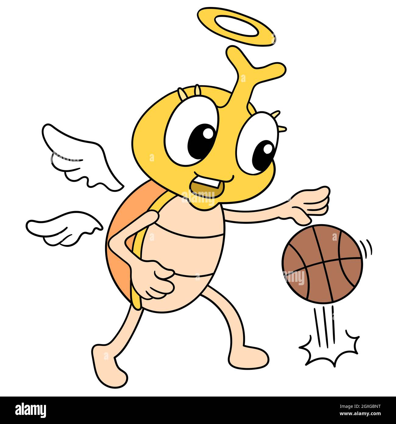 a cockroach insect with a happy face playing basketball Stock Vector ...