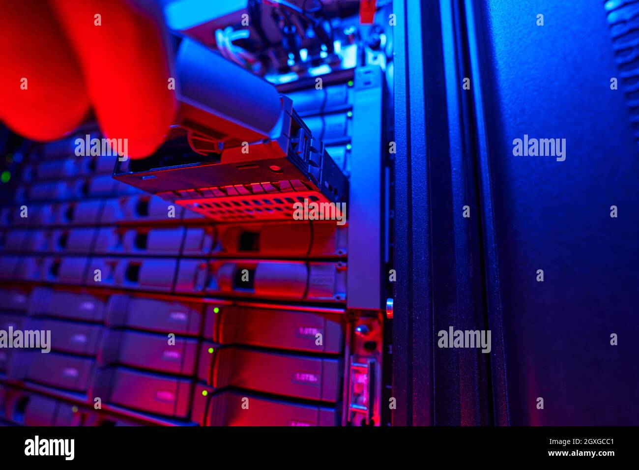 Modern tech equipments on server racks in server room Stock Photo - Alamy