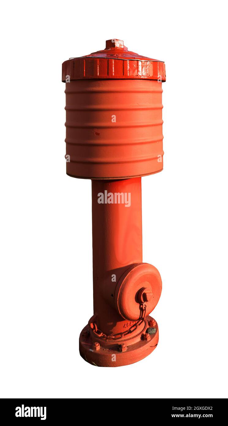 Red isolated hydrant from germany in the area North-Rhine-Westfalia ...