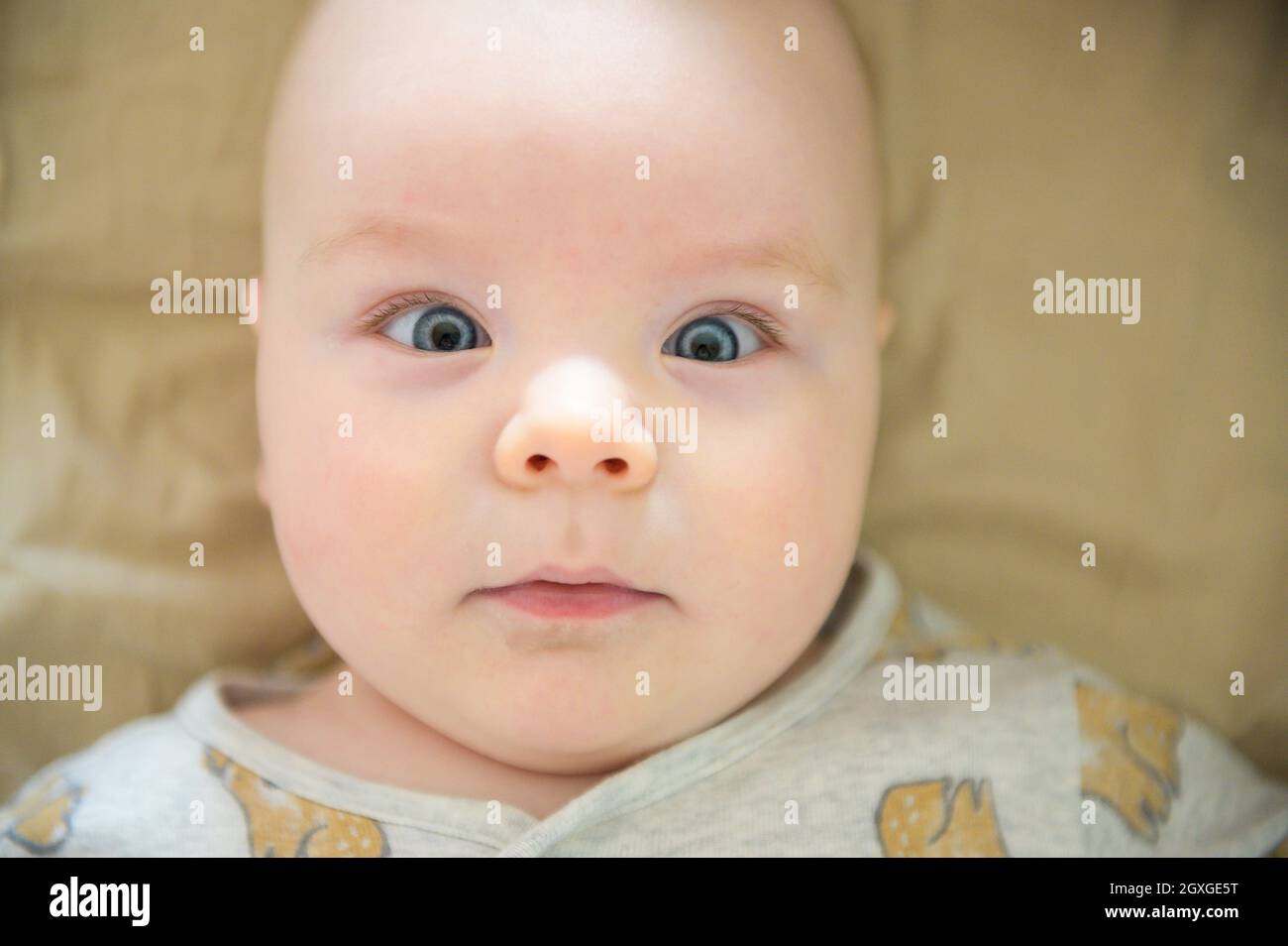 Baby portrait. Closeup face with blue eyes Stock Photo - Alamy