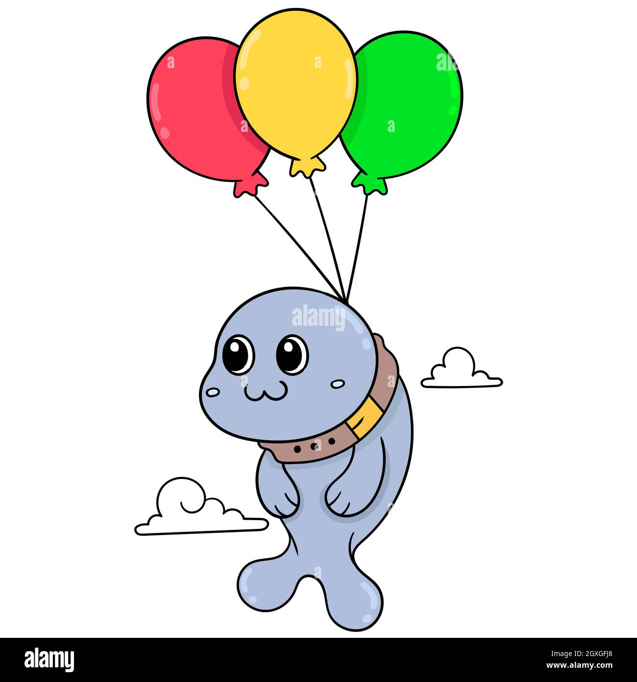 cute seal tied to a balloon flying into space Stock Vector Image & Art ...