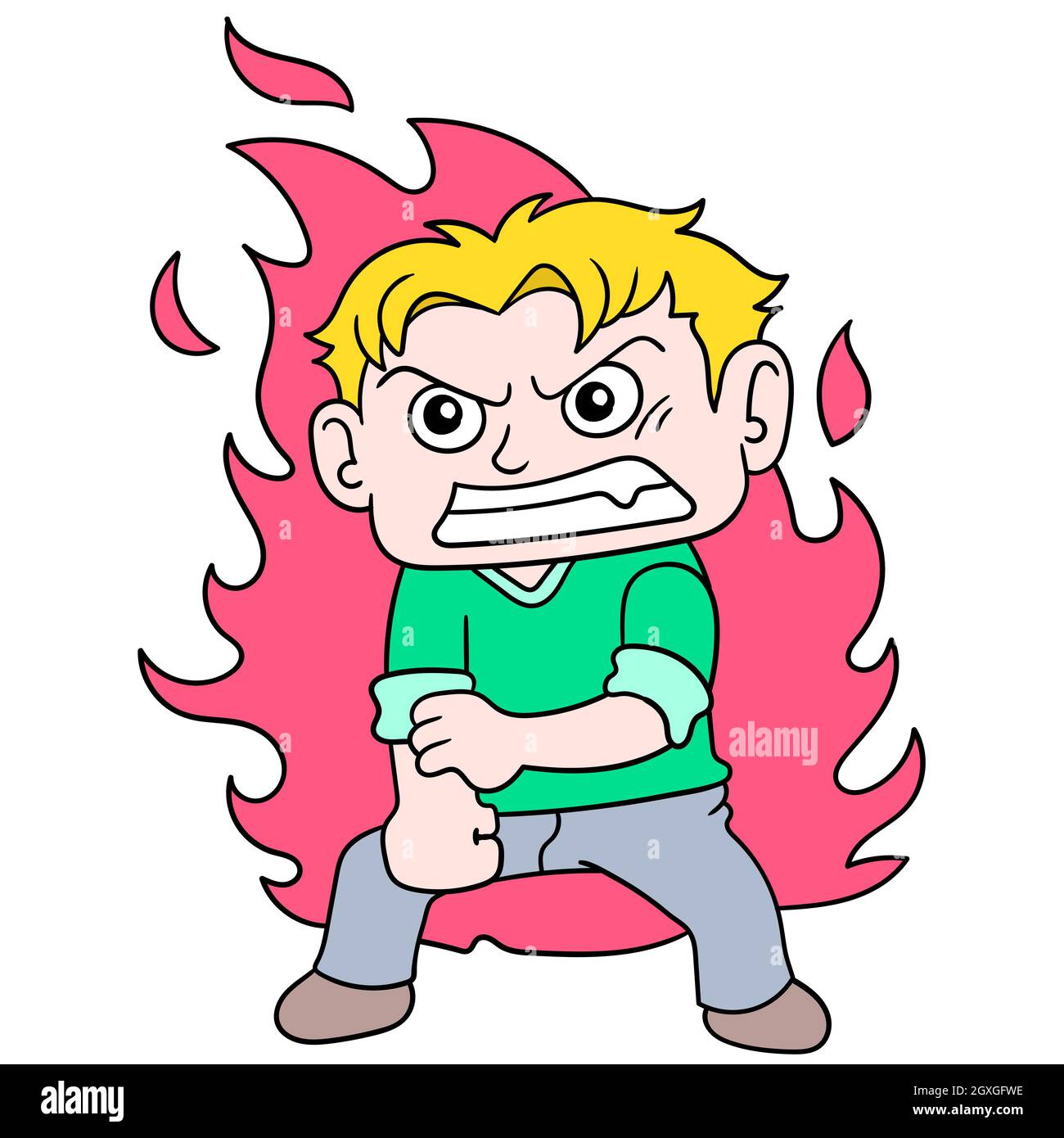 boy was emotionally holding back burning anger Stock Vector Image & Art ...