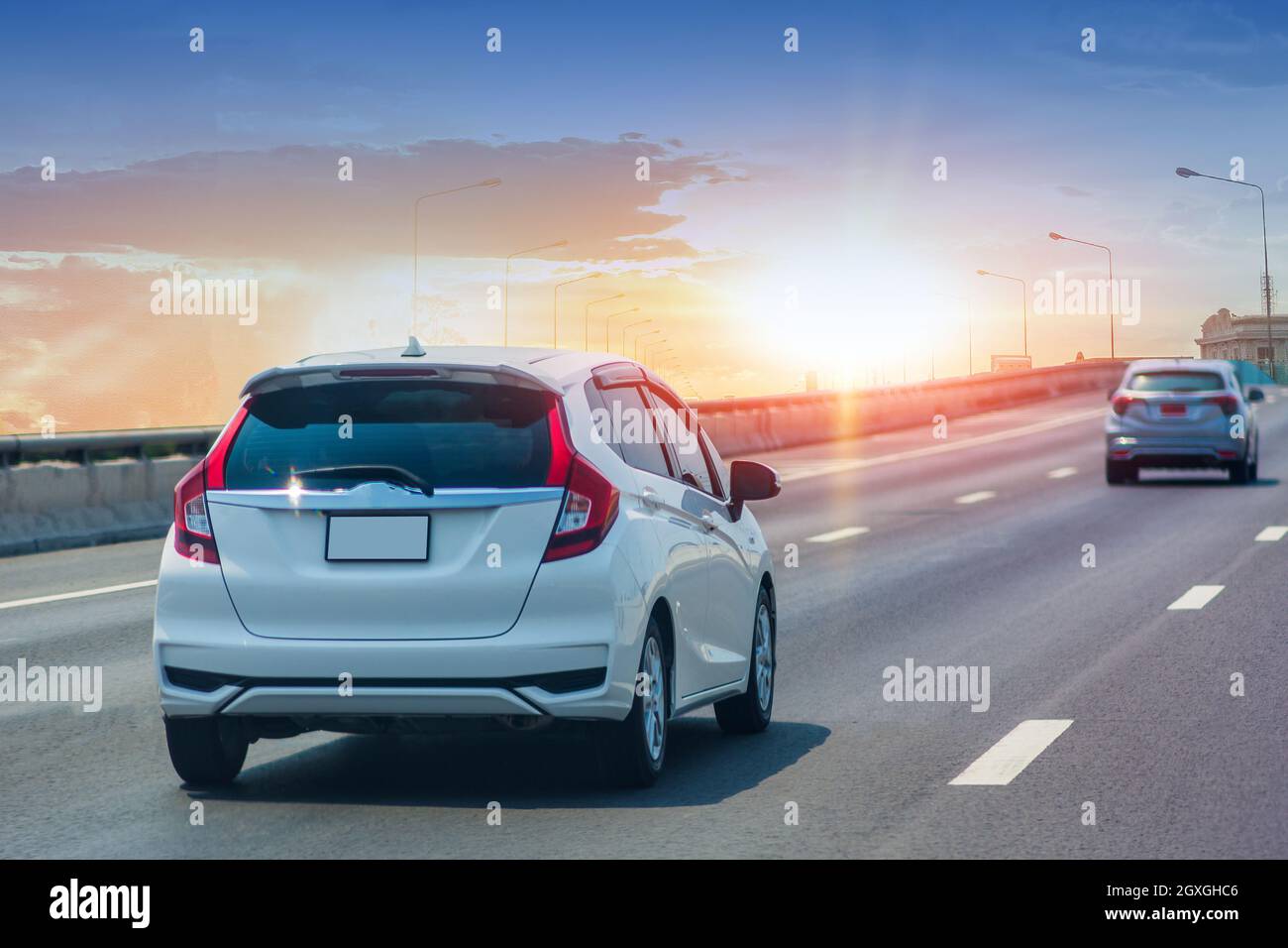 Car Driving on road and Small passenger car seat on the road used for ...