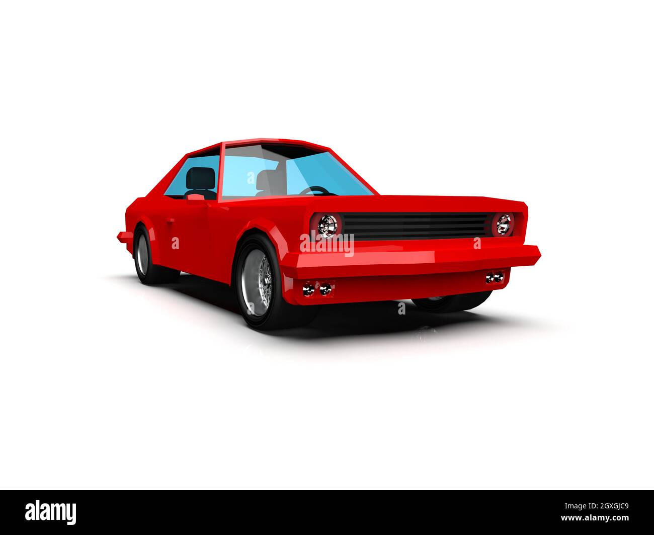 3D llustration Red Race Sport Car, Simple Coupe City Auto Icon, Low ...