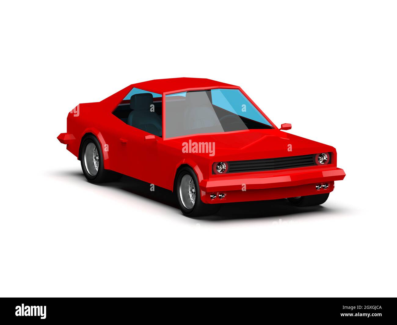 3D llustration Red Race Sport Car, Simple Coupe City Auto Icon, Low ...