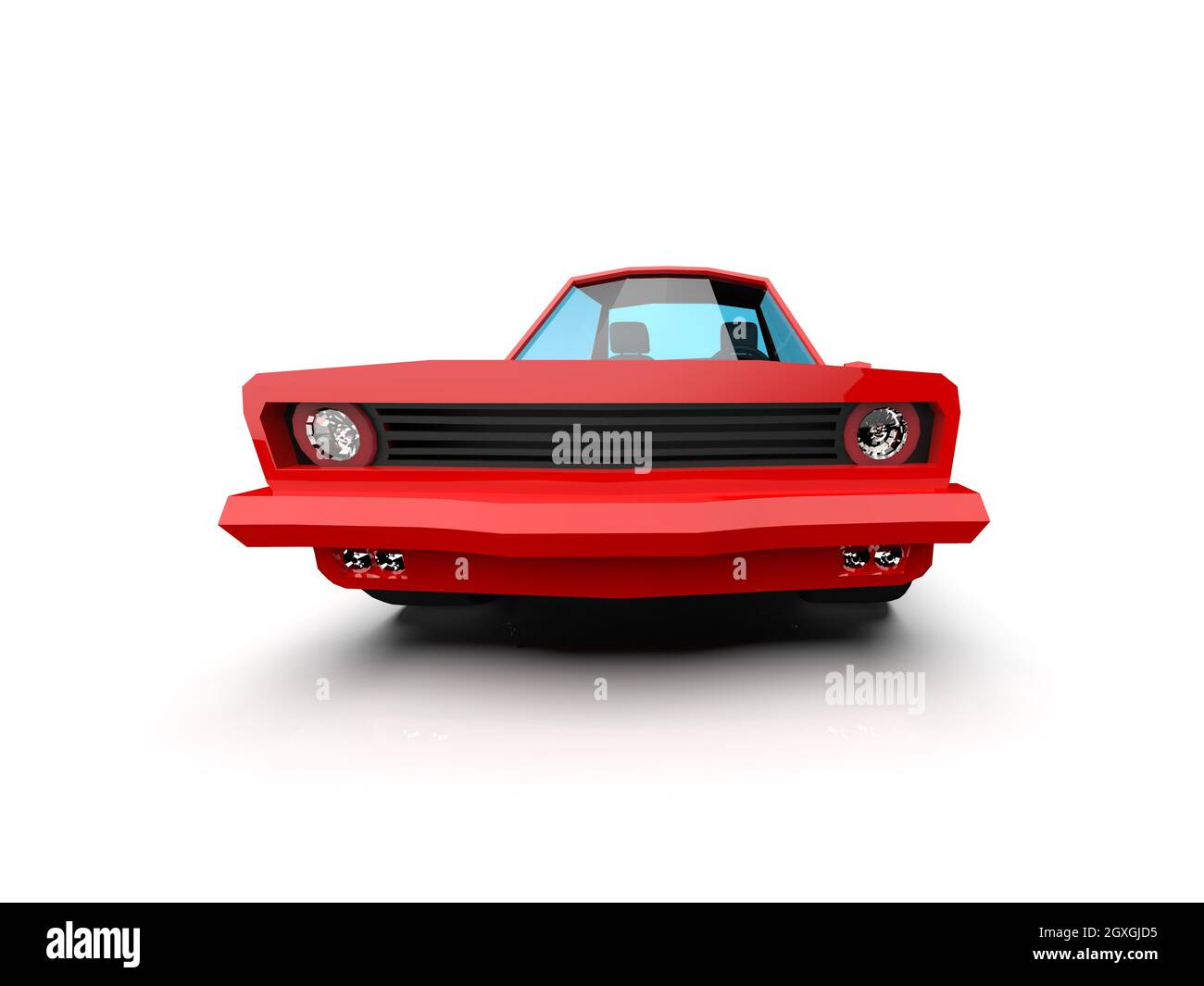 3D llustration Red Race Sport Car, Simple Coupe City Auto Icon, Low ...
