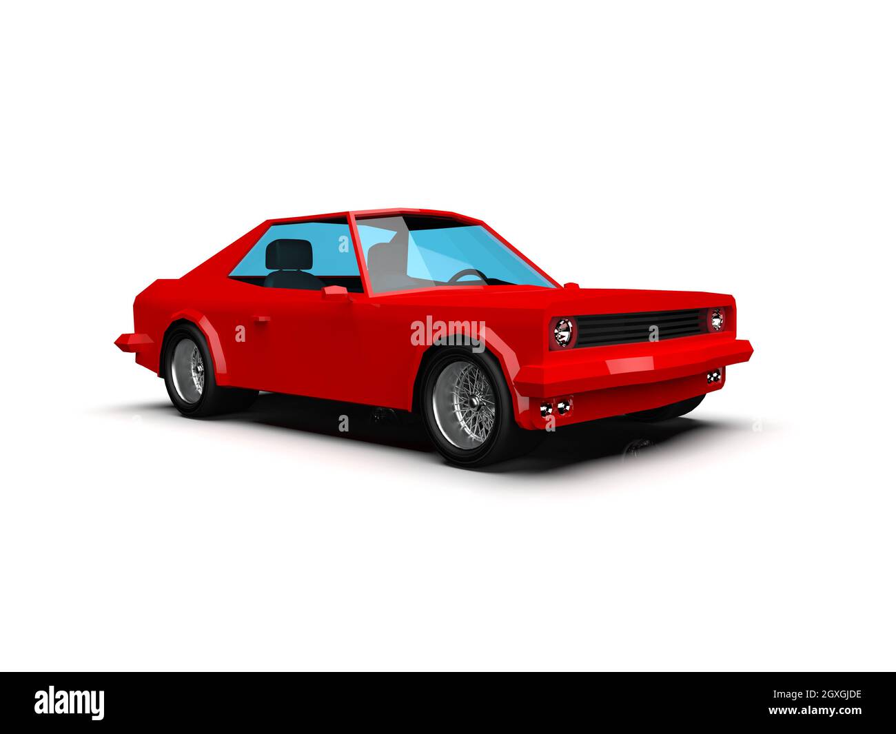 3D llustration Red Race Sport Car, Simple Coupe City Auto Icon, Low ...