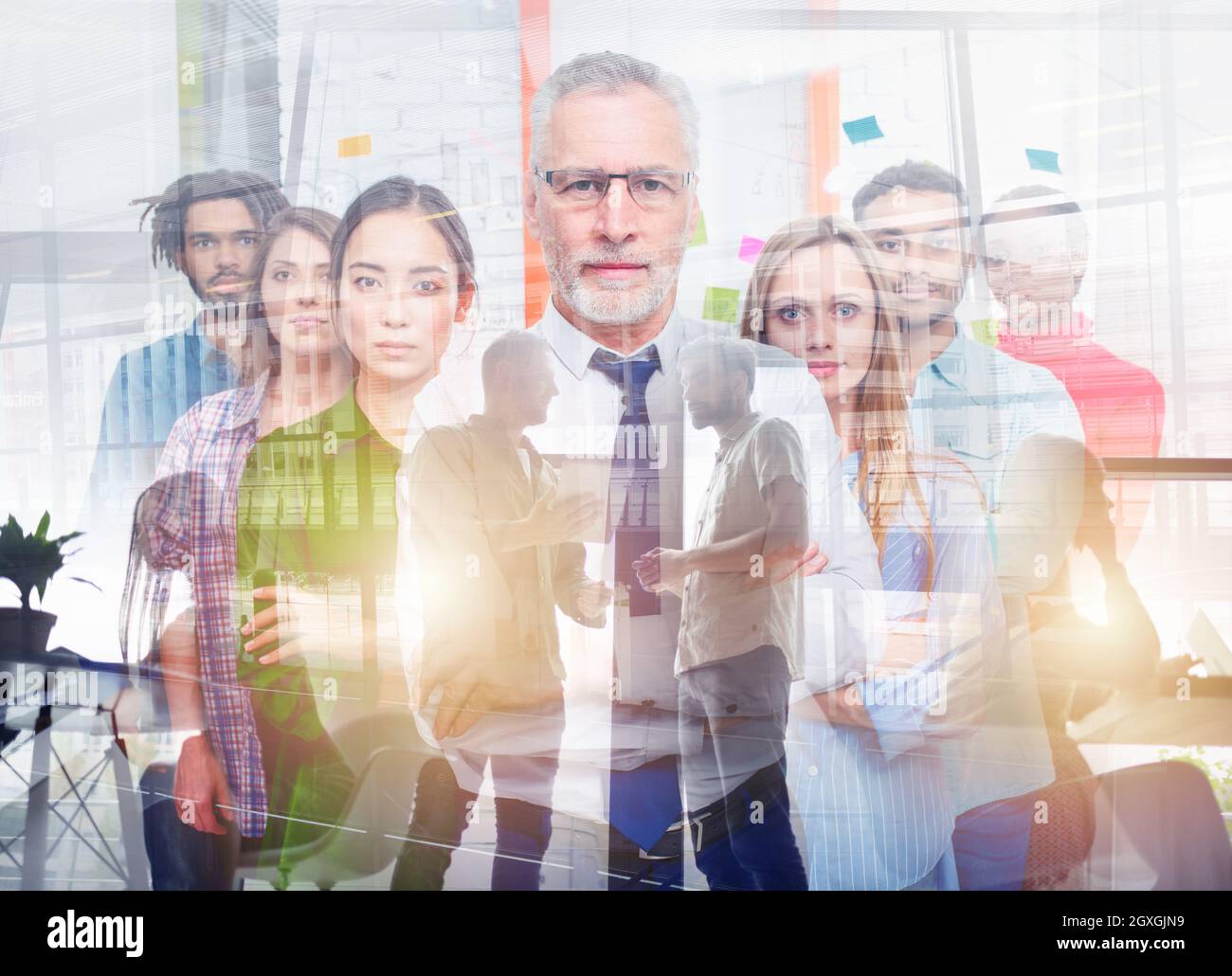 Business people team look far. Future vision, teamwork startup an ...