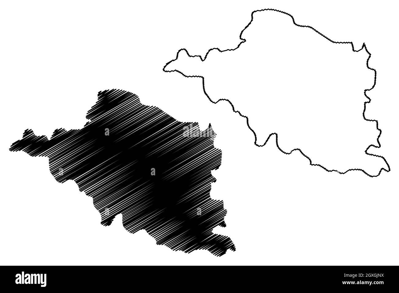 Jangaon district (Telangana State, Republic of India) map vector ...