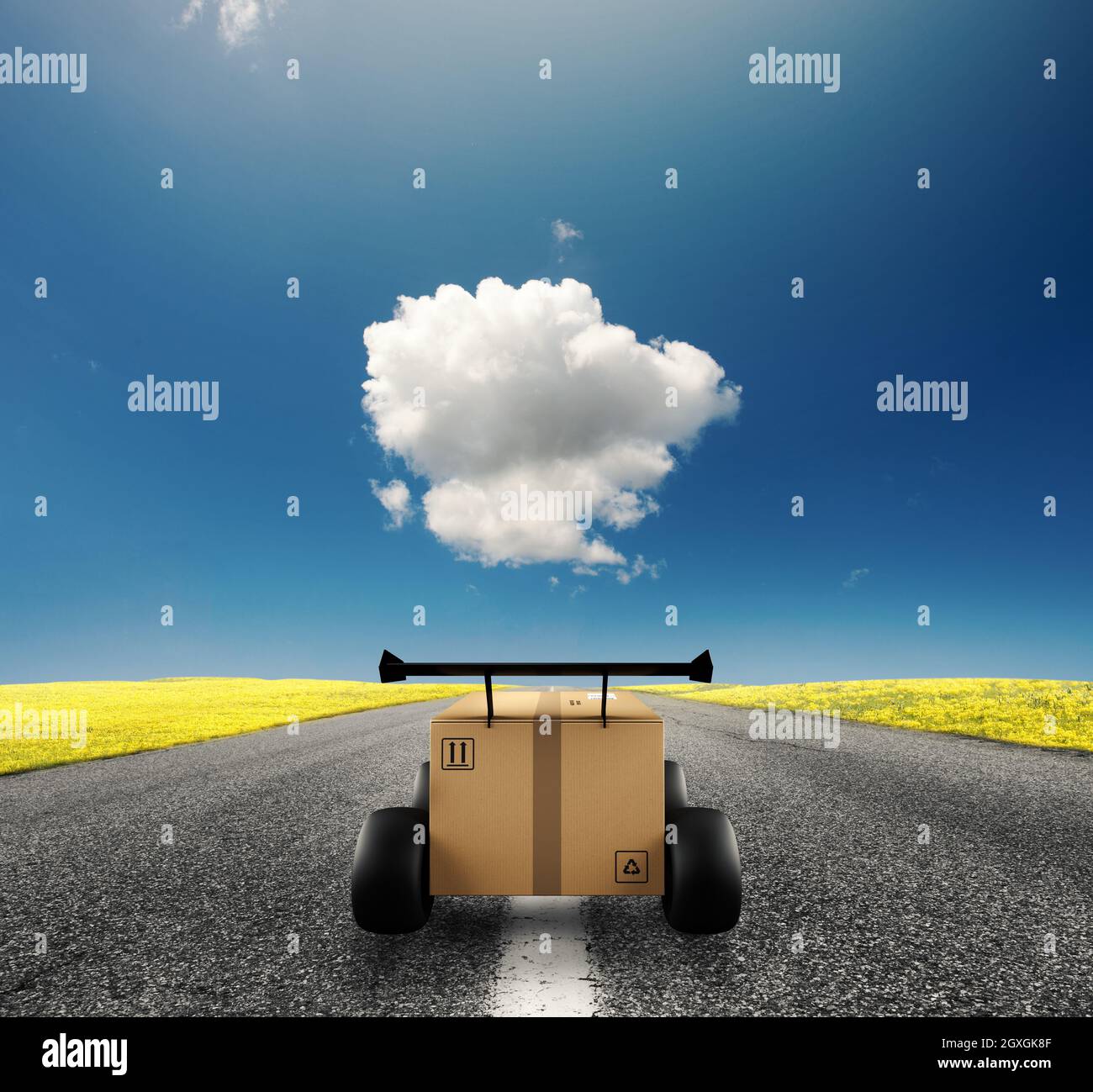 Concept of quick priority delivery with a fast cardboard box Stock ...